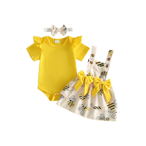 BemeyourBBs Newborn Baby Girls Summer Clothes Cute 3Pcs Bee Outfits ...
