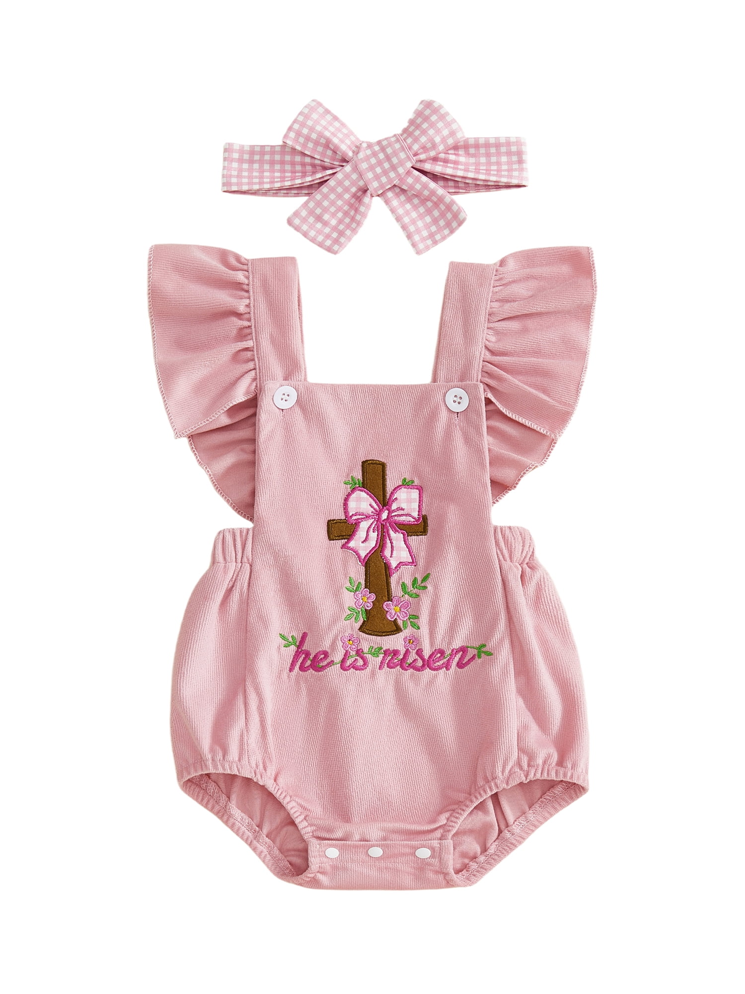 BemeyourBBs He Is Risen Baby Girl Easter Outfit Flying Sleeve Square ...