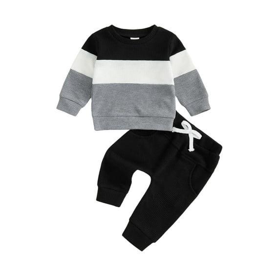 BemeyourBBs Toddler Baby Boy Fall Winter Outfit Color Block Striped ...
