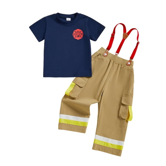 BemeyourBBs Toddler Baby Boy Firefighter Outfit Summer Clothes Kids ...