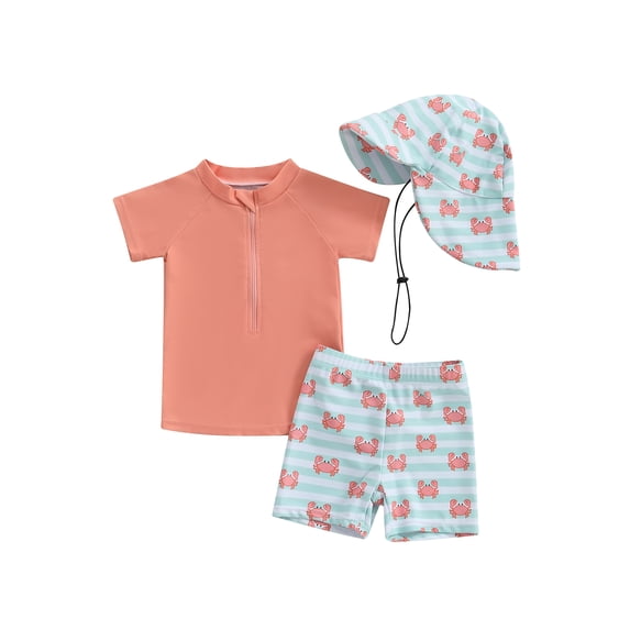 BemeyourBBs Toddler Baby Boy Girl 2 Pieces Swimsuit with Sun Hat ...