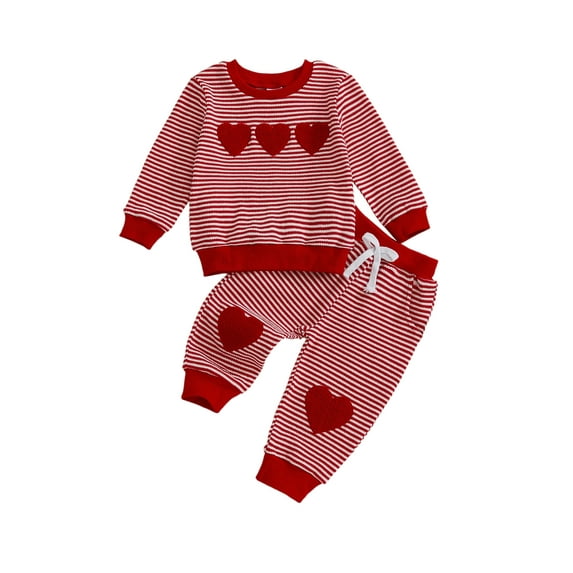 BemeyourBBs Toddler Baby Boy Girl Valentines Day Outfit Striped Heart ...
