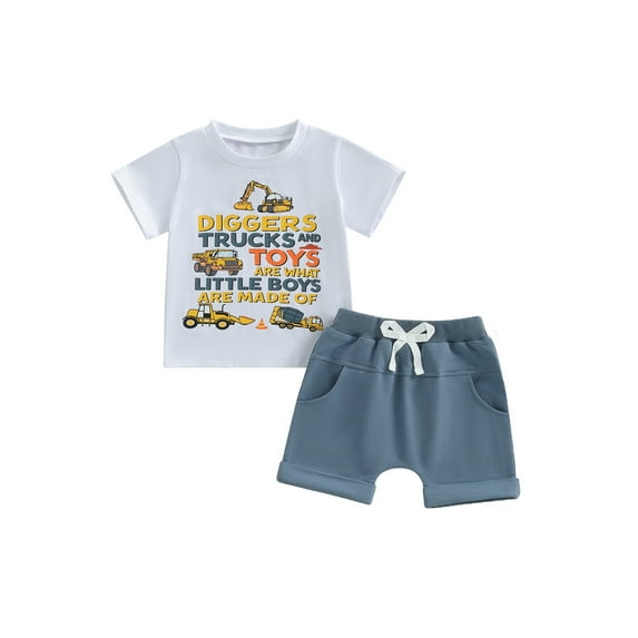 BemeyourBBs Toddler Baby Boys Excavator Outfits Infant Summer Clothes ...