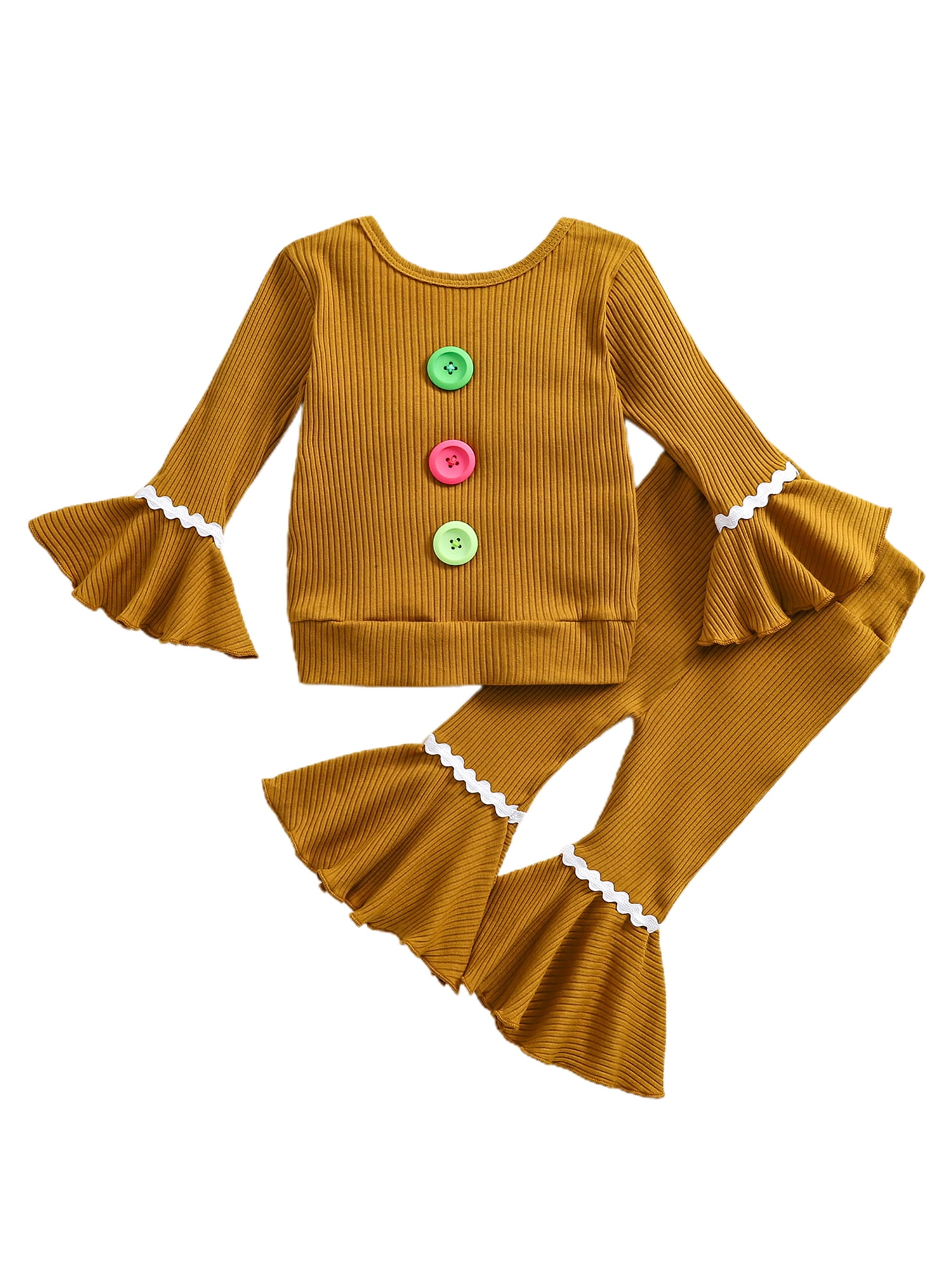 BemeyourBBs Toddler Baby Girl Christmas Gingerbread Outfits Buttons Ric ...