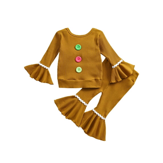 BemeyourBBs Toddler Baby Girl Christmas Gingerbread Outfits Buttons Ric ...