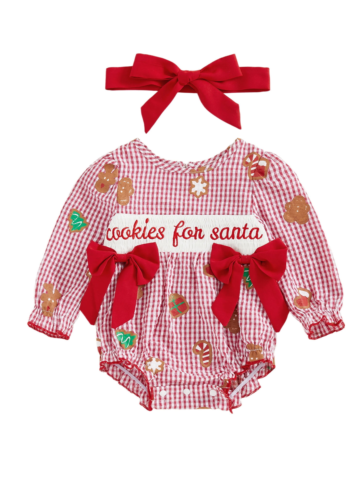 BemeyourBBs Toddler Baby Girl Christmas Outfit Plaid Gingerbread Man ...