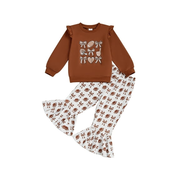 BemeyourBBs Toddler Baby Girl Football 2 Pieces Outfit Kids Girls Fall ...