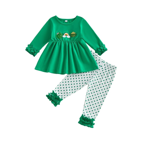 BemeyourBBs Toddler Baby Girl St Patricks Day Outfits Shamrock Rainbow ...