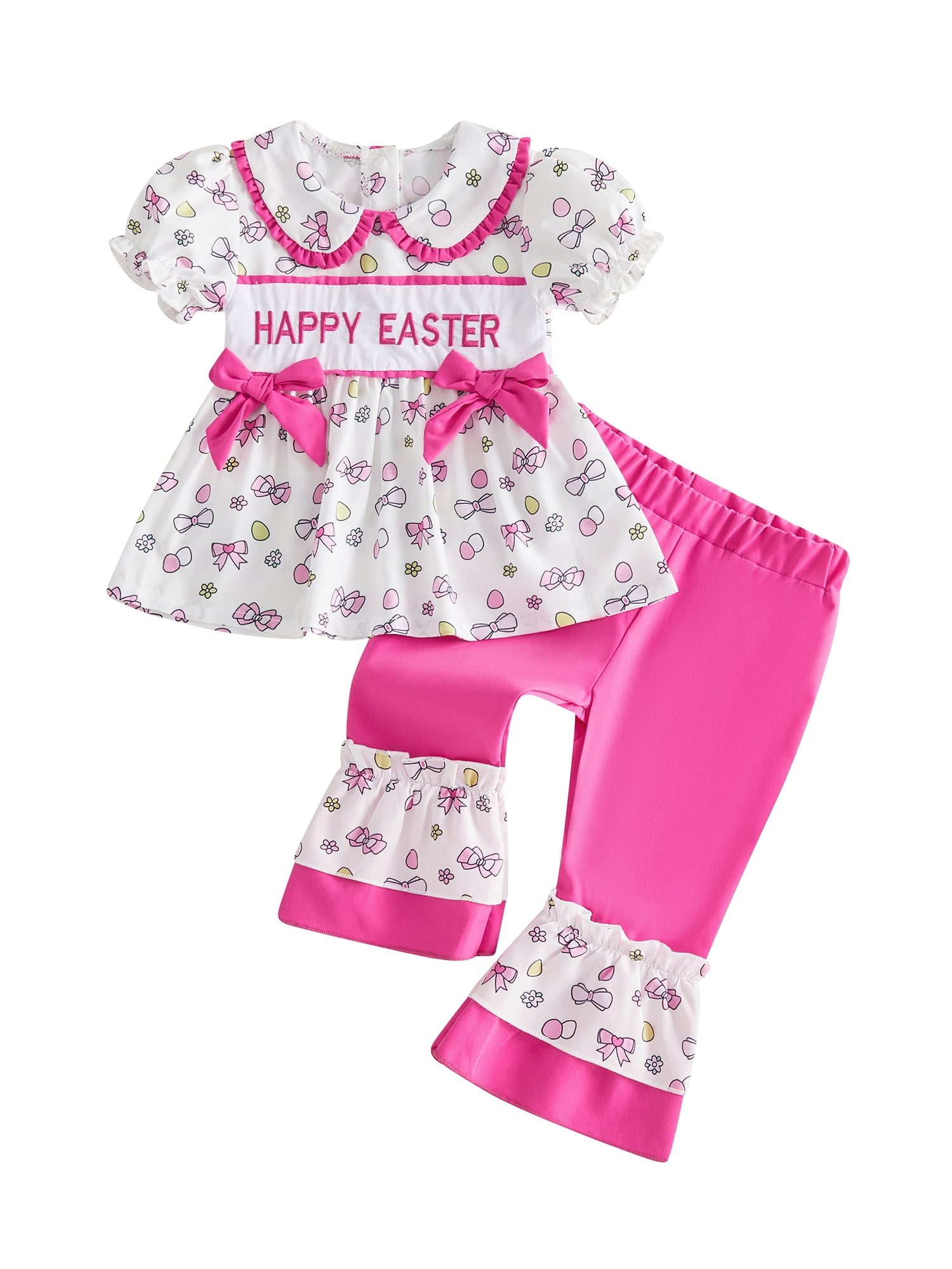 BemeyourBBs Toddler Baby Girls Easter Outfits Short Sleeve Doll Collar ...