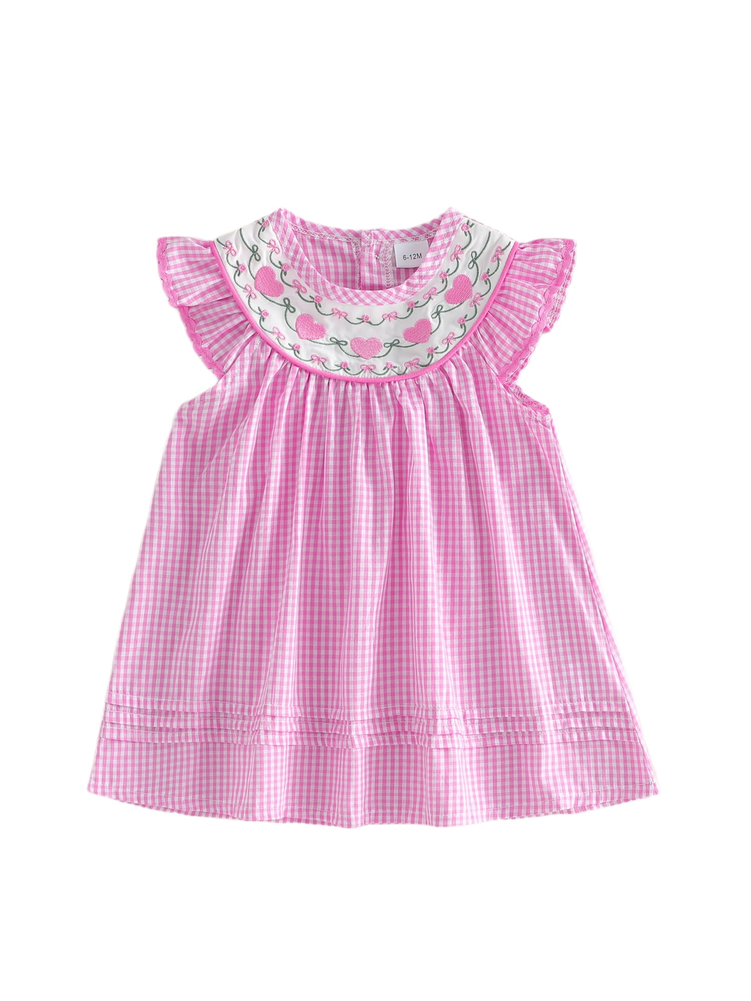 BemeyourBBs Toddler Baby Girls Summer Dress Cotton Solid Plaid Gingham ...