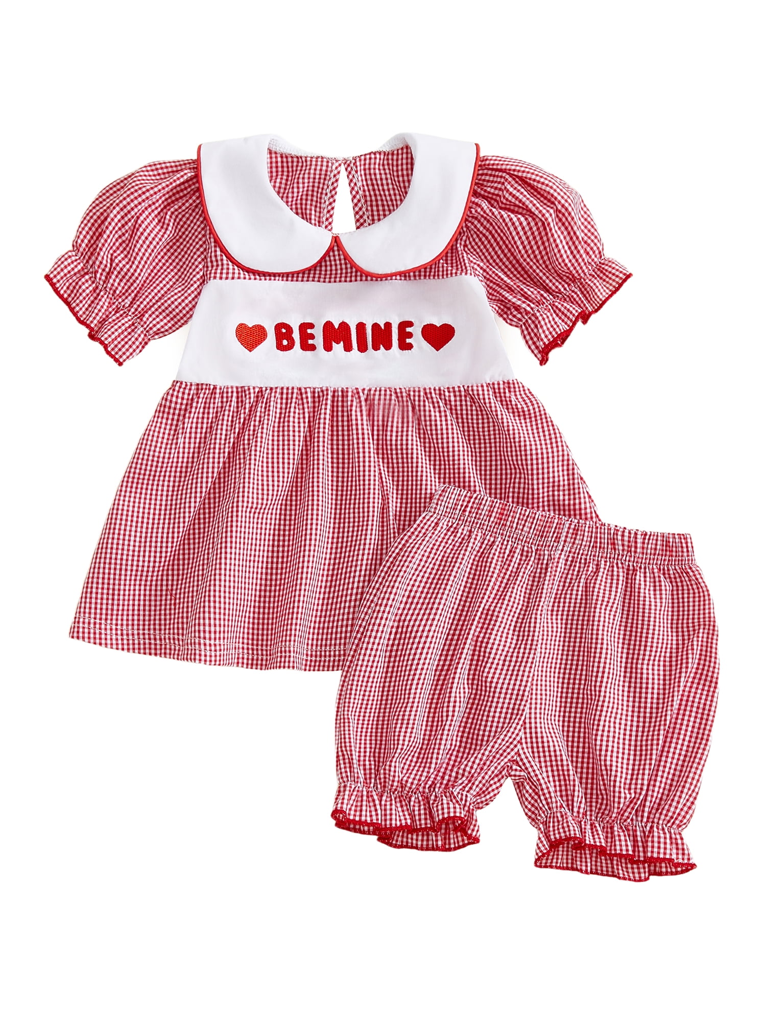BemeyourBBs Toddler Baby Girls Valentines Day Outfit Plaid Heart ...