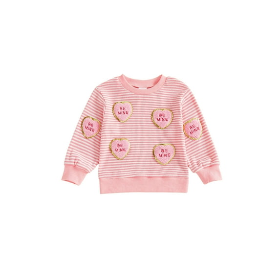 BemeyourBBs Toddler Baby Girls Valentines Day Sweatshirt Outfit Stripe ...