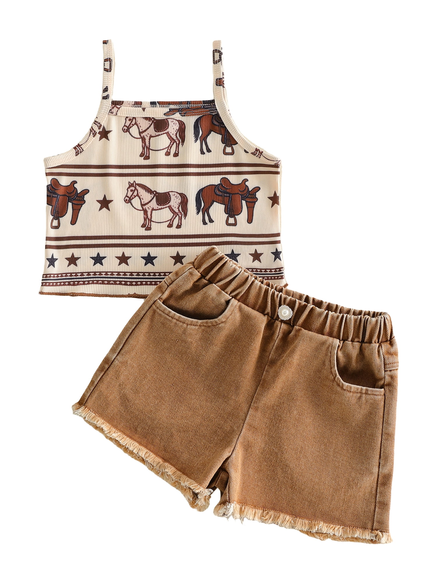 BemeyourBBs Western Toddler Baby Girls Cowgirl Outfit Denim 2 Piece ...