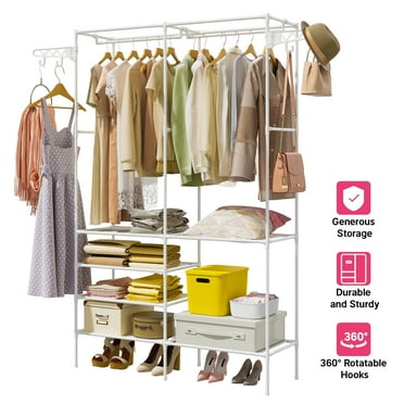 Whitmor Spacemaker Garment Rack, Resin, Fabric and Metal, Silver and ...