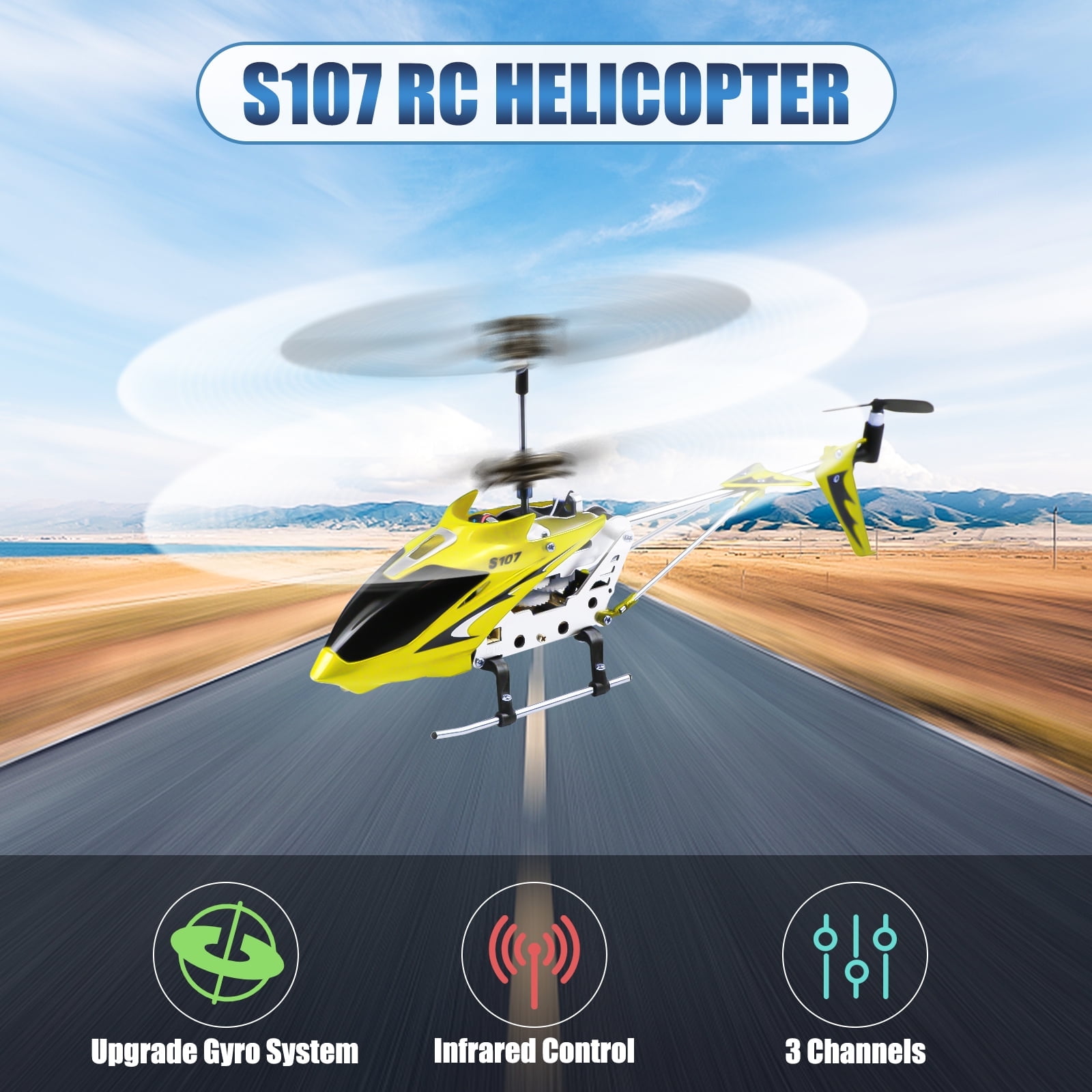 Bemico Mini Helicopter Syma S107G 3.5CH RC Helicopter Phantom Metal Mini RC Drone with Gyro ...