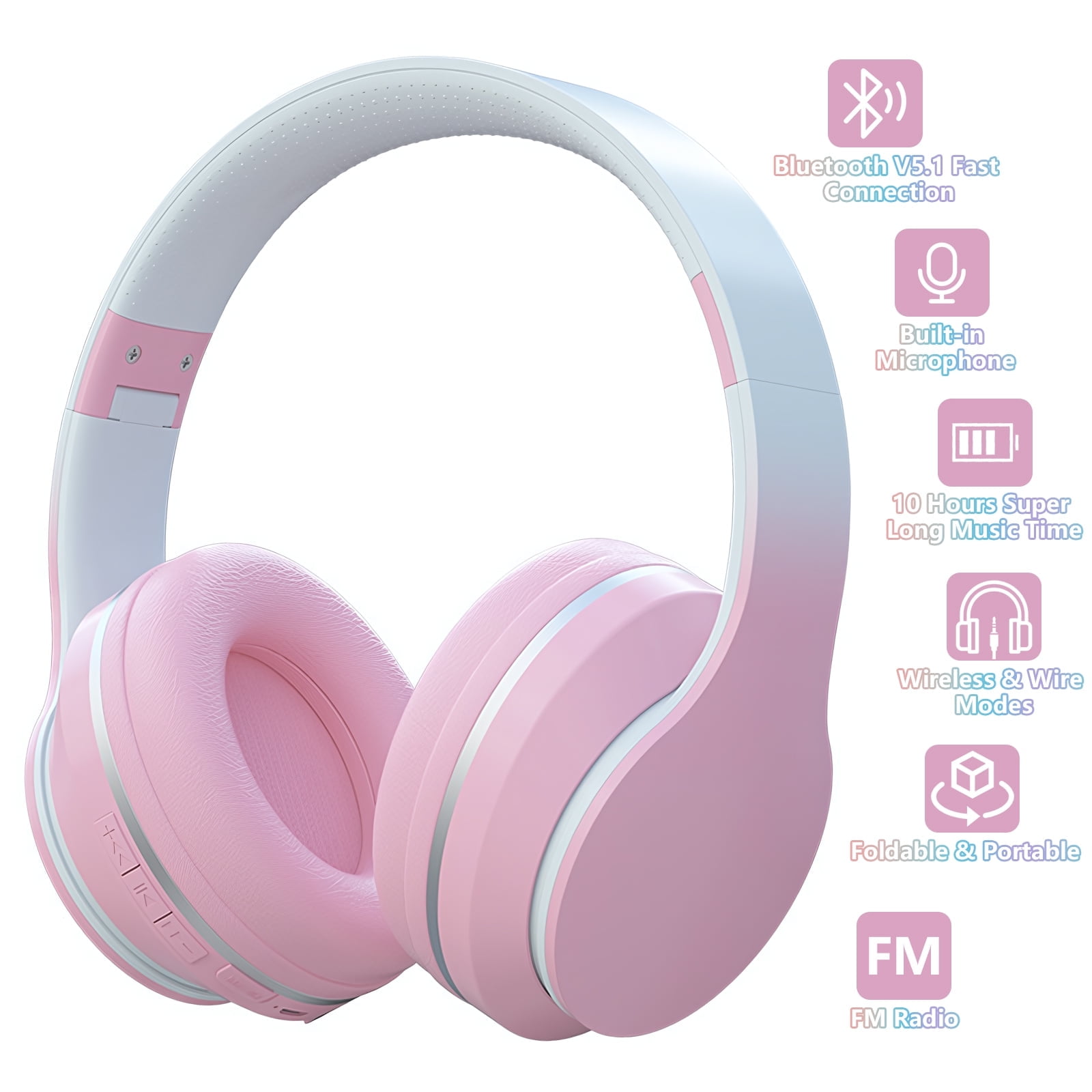Yoneston Wireless Bluetooth Over Ear Headphones with Mic, Noise ...