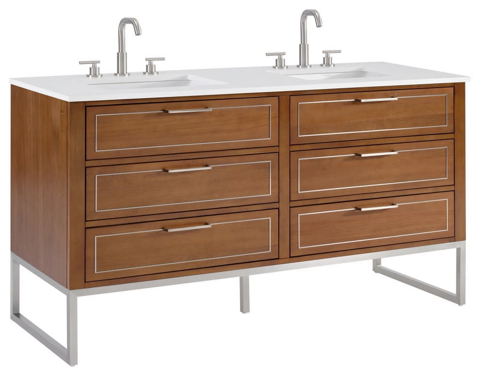 Bemma V-Mk60dfm-S-3 Markham 60" Free Standing Double Basin Vanity Set - Walnut / White - Walmart.com