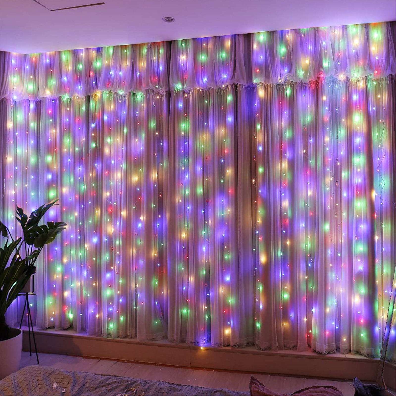 Bemona 300 LED Light Curtain 9.84ft X 9.84ft USB Lights Curtain With 8 ...