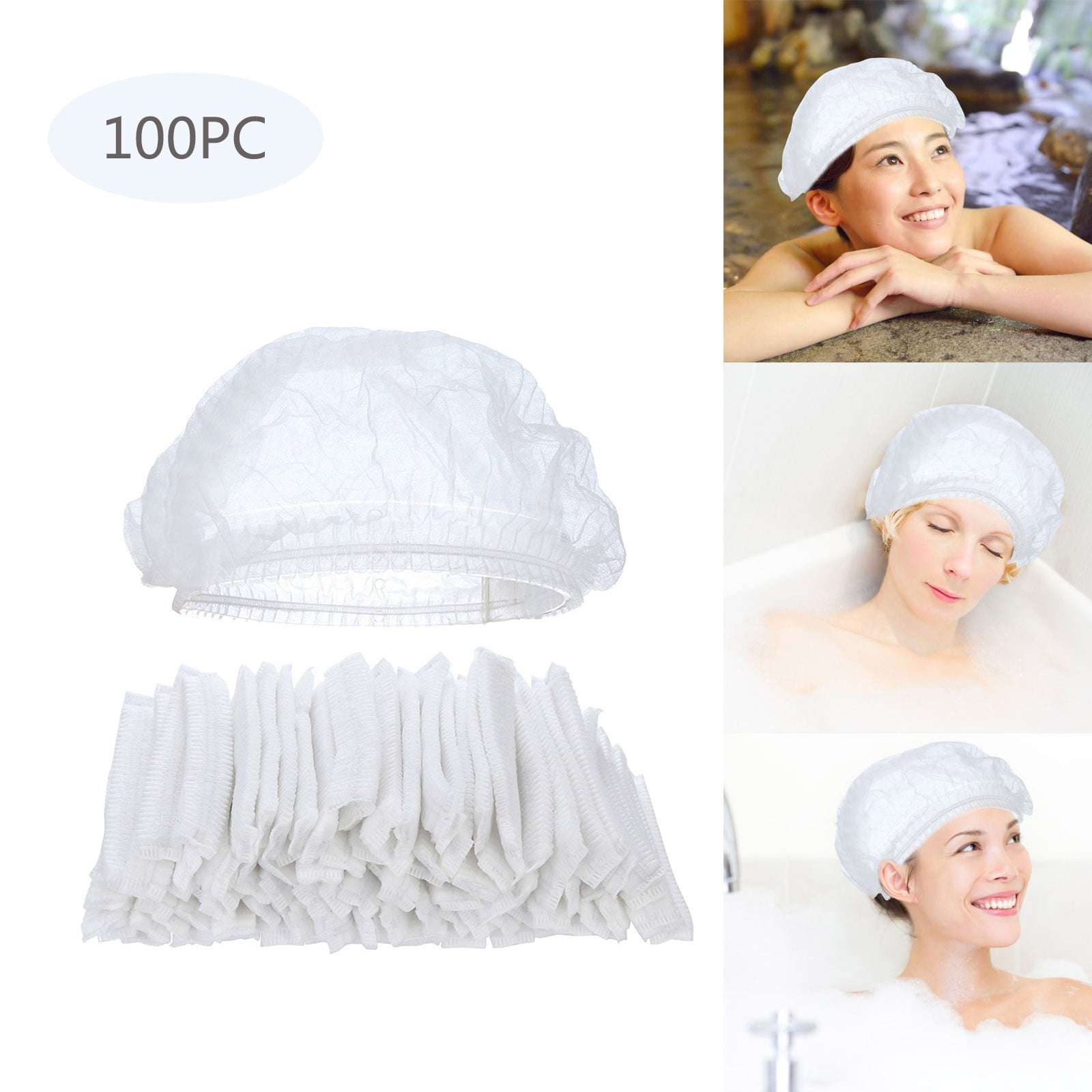 Bemona Disposable Shower Cap, 100pcs Individually Wrapped Larger and ...