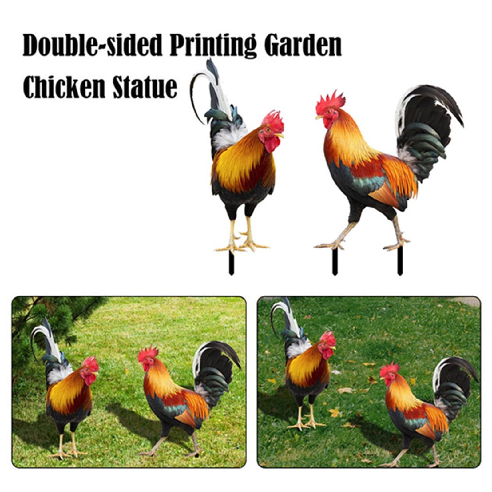 Bemona Garden Rooster Statues and Sculpture,Acrylic Chicken Animal Yard ...