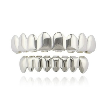 Black Shark Grillz Set 8 Top & Eight Bottom Teeth Vampire Fangs Hip Hop ...