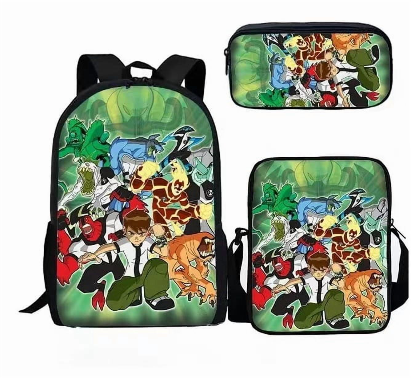 Ben 10 Backpack with Lunch Box & Pencil Pouch 17 Inch Cute Ben Themed ...