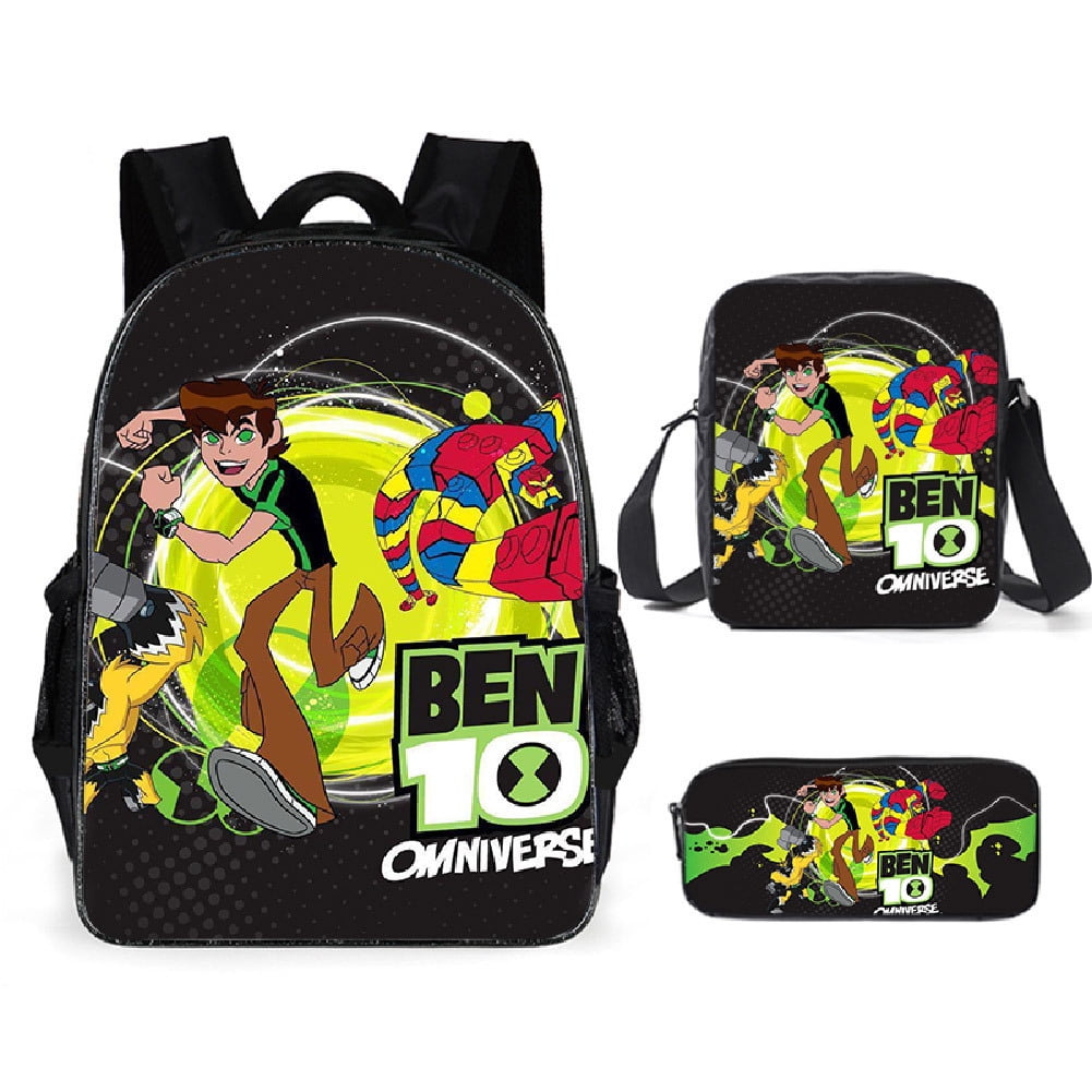 Ben 10 Backpack with Lunch Box & Pencil Pouch 17 Inch Cute Ben Themed ...