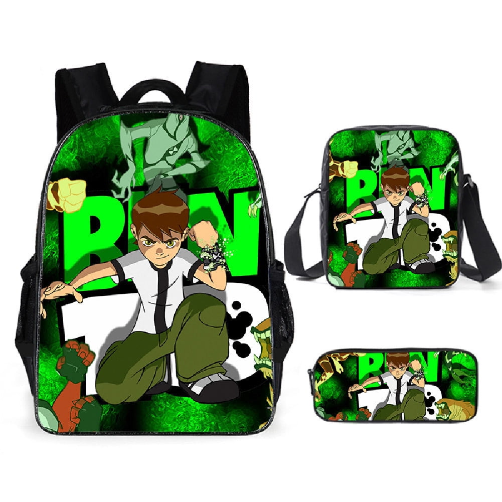 Ben 10 Backpack with Lunch Box & Pencil Pouch 17 Inch Cute Ben Themed ...