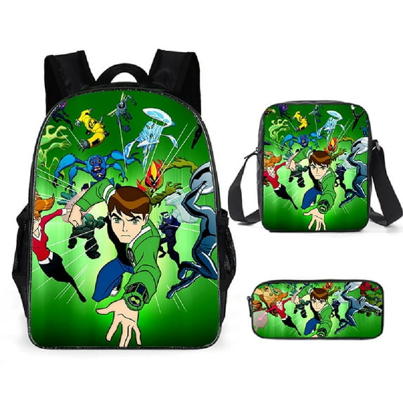 Ben 10 Backpack with Lunch Box & Pencil Pouch 17 Inch Cute Ben Themed ...