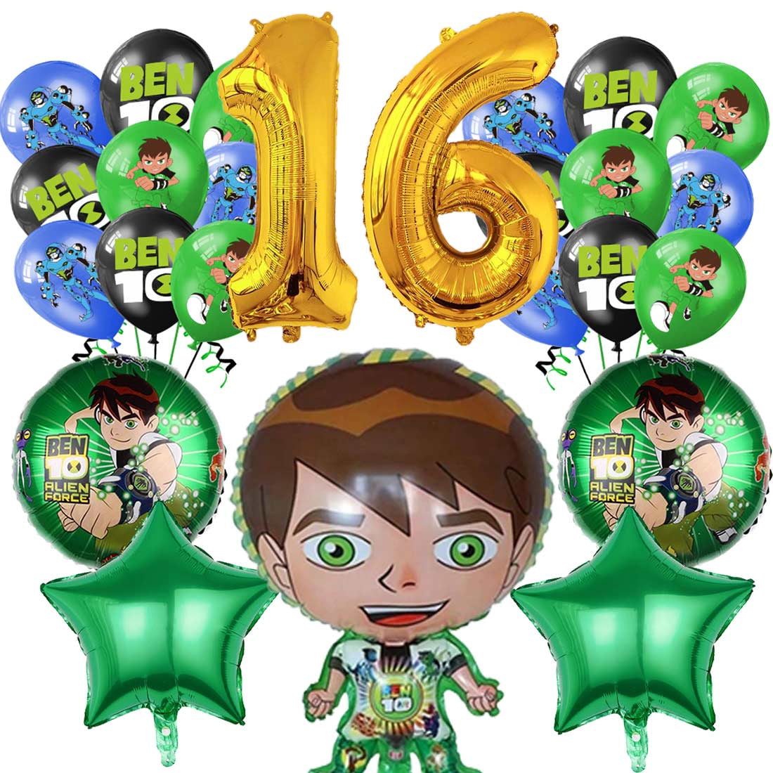Ben 10 Balloons Party Supplies 16th Big Number Decorations Decor Kit ...