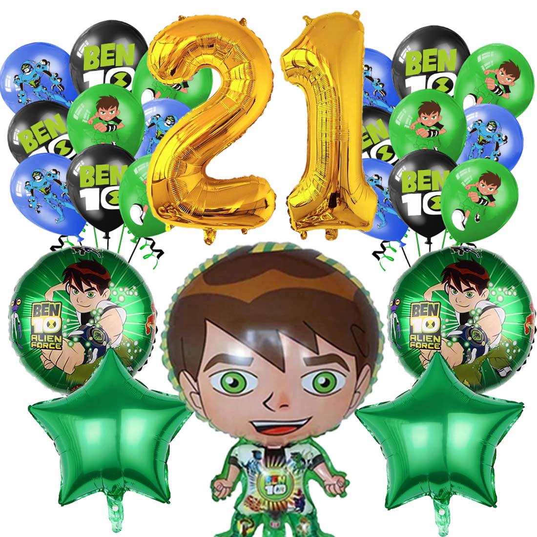 Ben 10 Balloons Party Supplies 21th Big Number Decorations Decor Kit ...