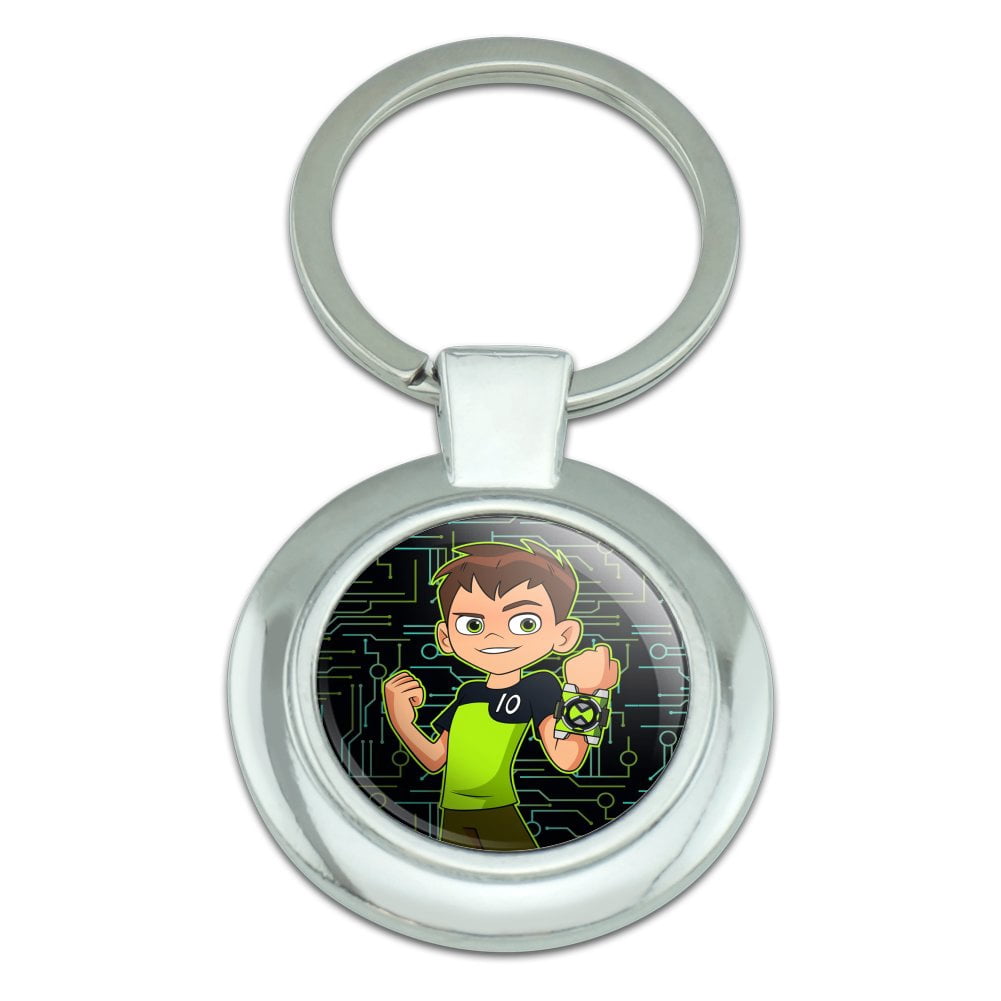 Ben 10 Ben Tennyson Keychain Classy Round Chrome Plated Metal - Walmart.com