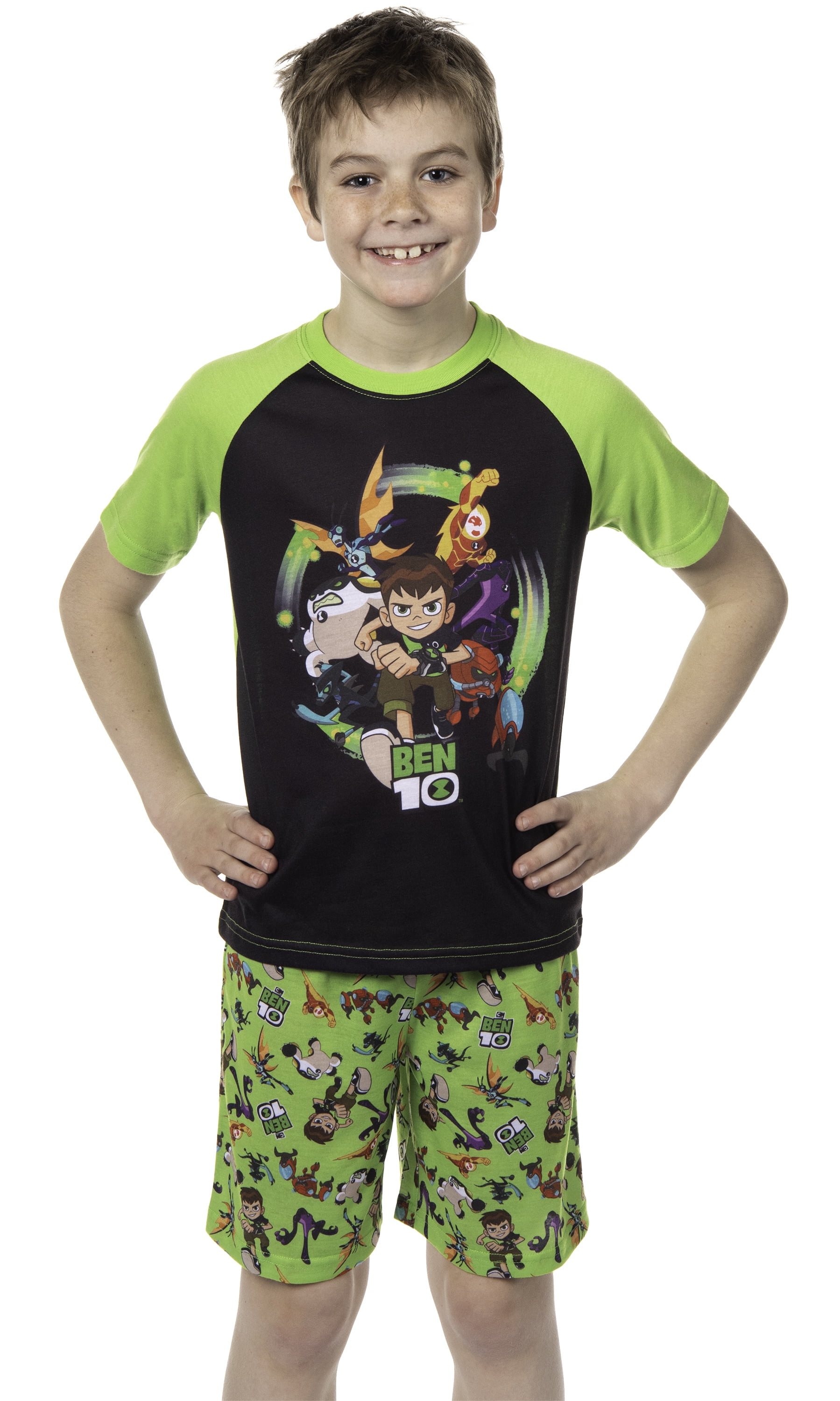 Ben 10 Boys' Cartoon Omnitrix Characters Aliens Sleep Pajama Set Shorts ...