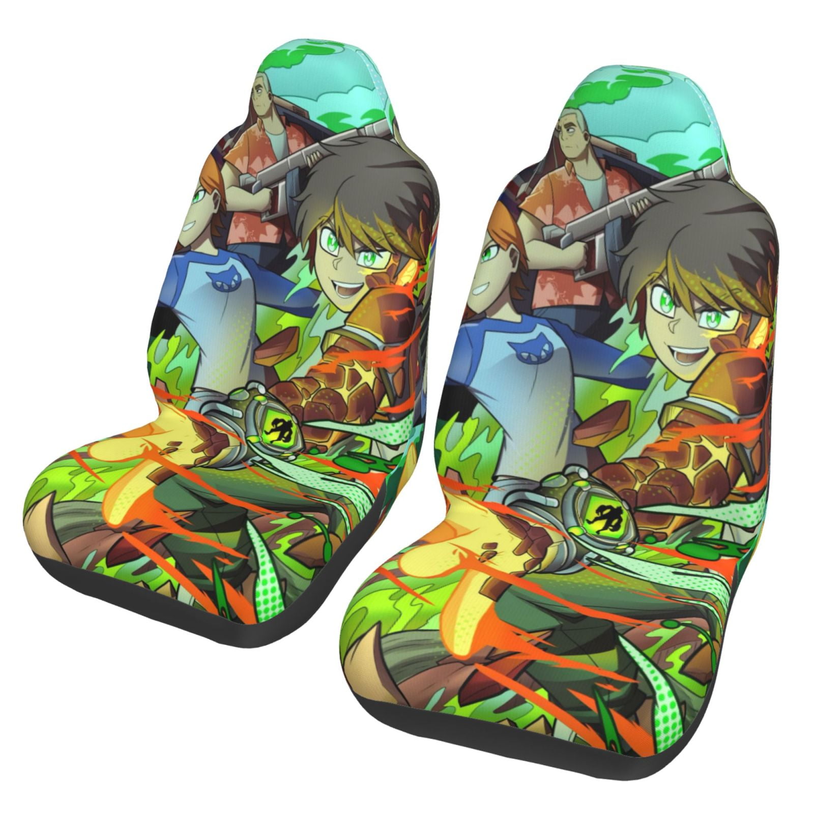 Ben 10 Car Seat Covers 2 Pack Cartoon Print Front Seat Covers Interior ...