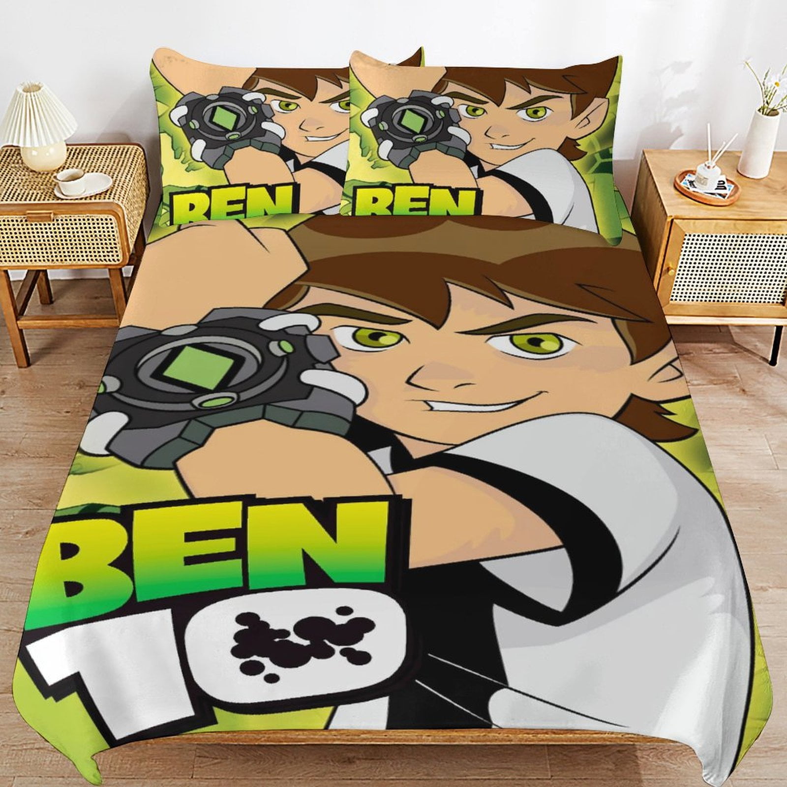 Ben 10 Cartoon 3 Piece Bedding Set, Cute Anime Printed Duvet Cover Sets ...