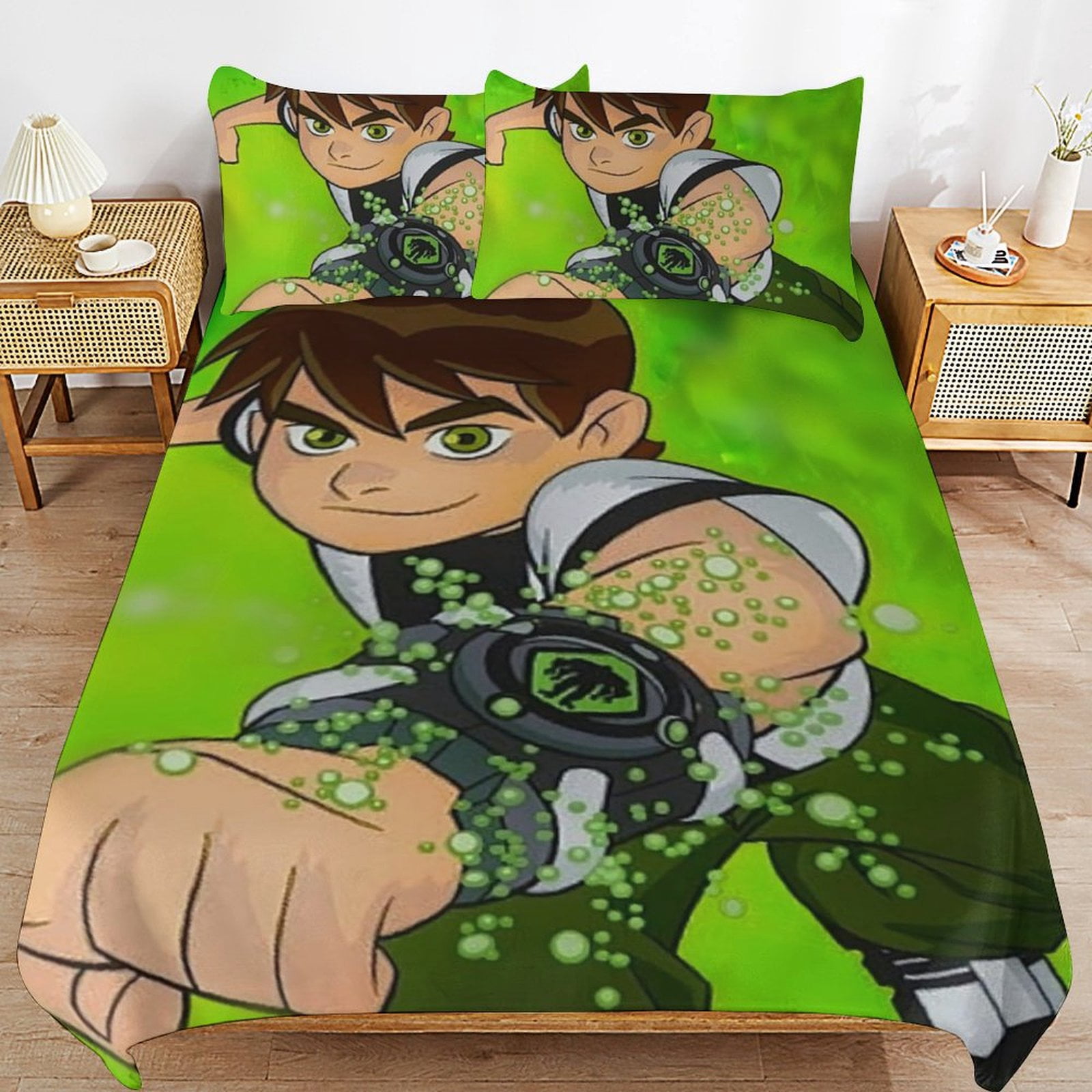 Ben 10 Cartoon 3 Piece Bedding Set, Cute Anime Printed Duvet Cover Sets ...