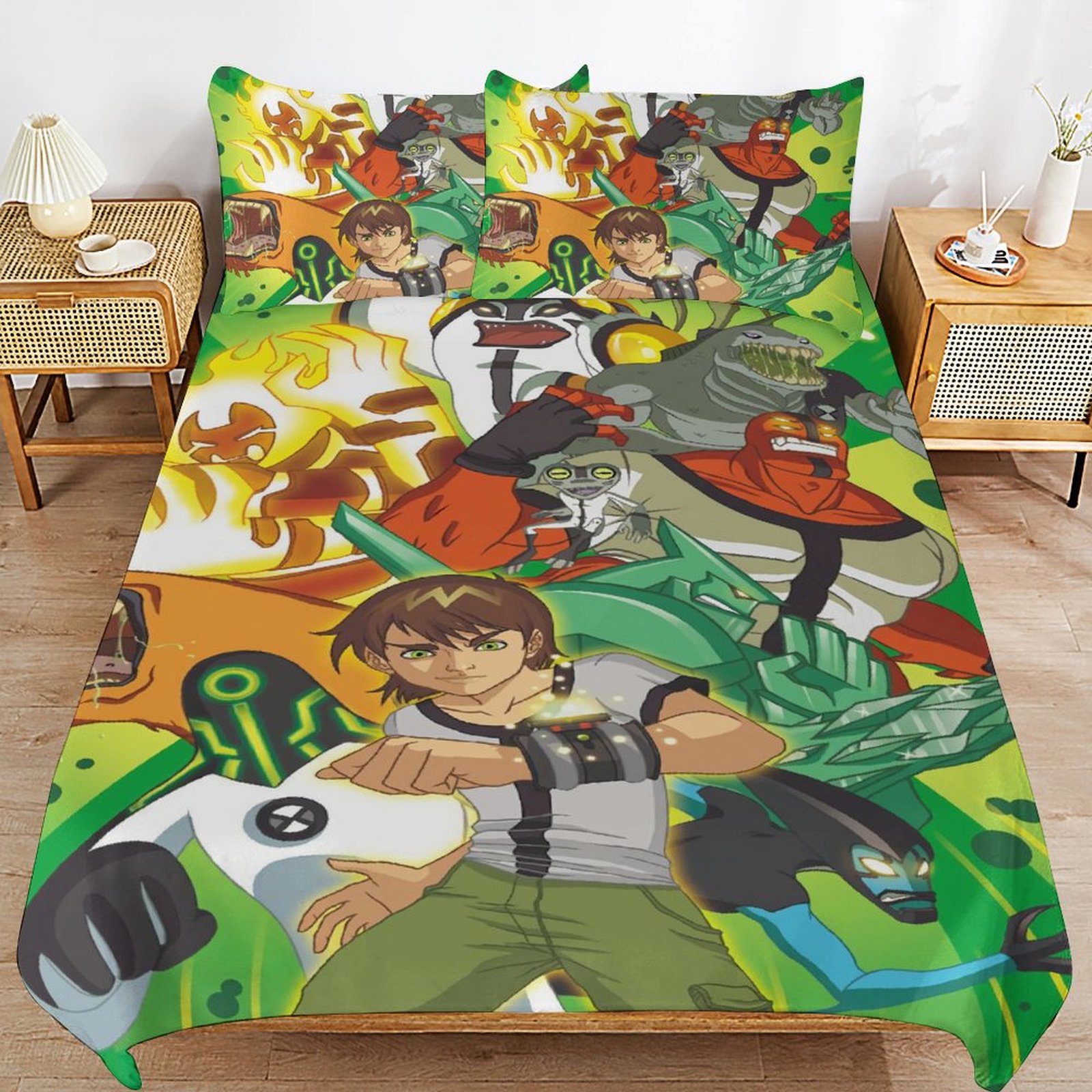 Ben 10 Duvet Cover Bedding Set Cartoon Print Soft Quilt Cover 3 Pieces ...