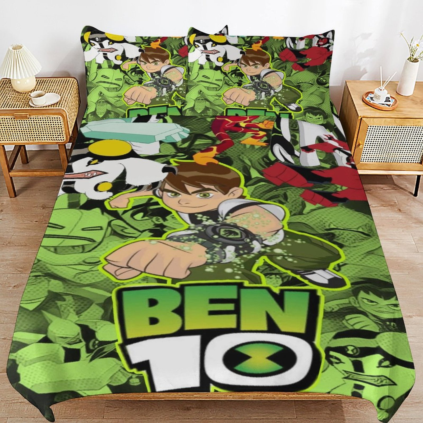 Ben 10 Duvet Cover Bedding Set Cartoon Print Soft Quilt Cover 3 Pieces ...