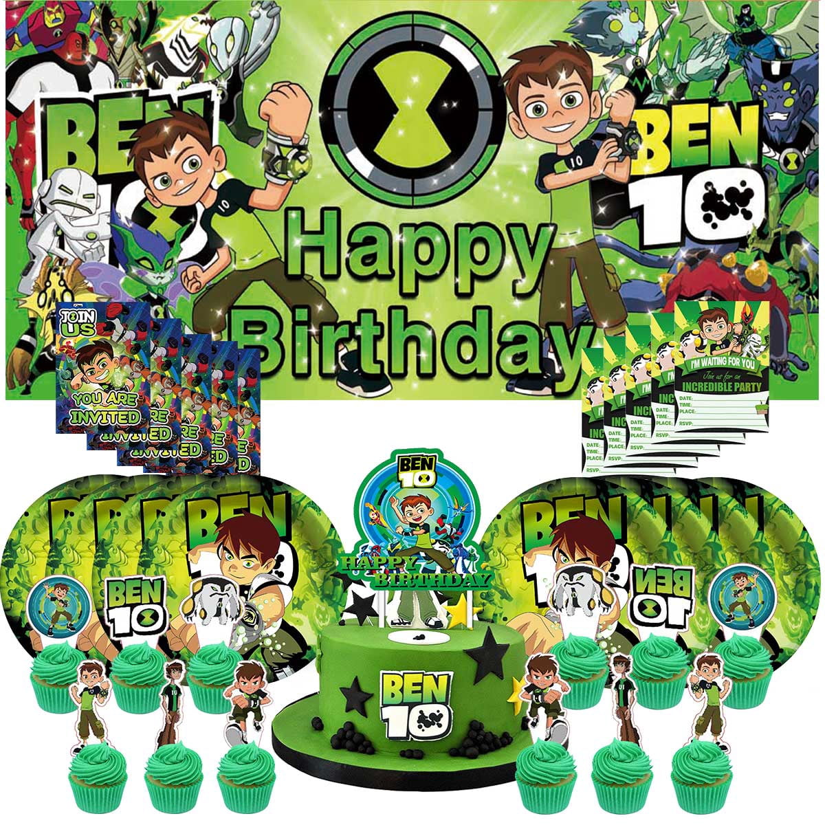 Ben 10 Invite Invitation Cards Party Supplies Decor Decorations Banner ...