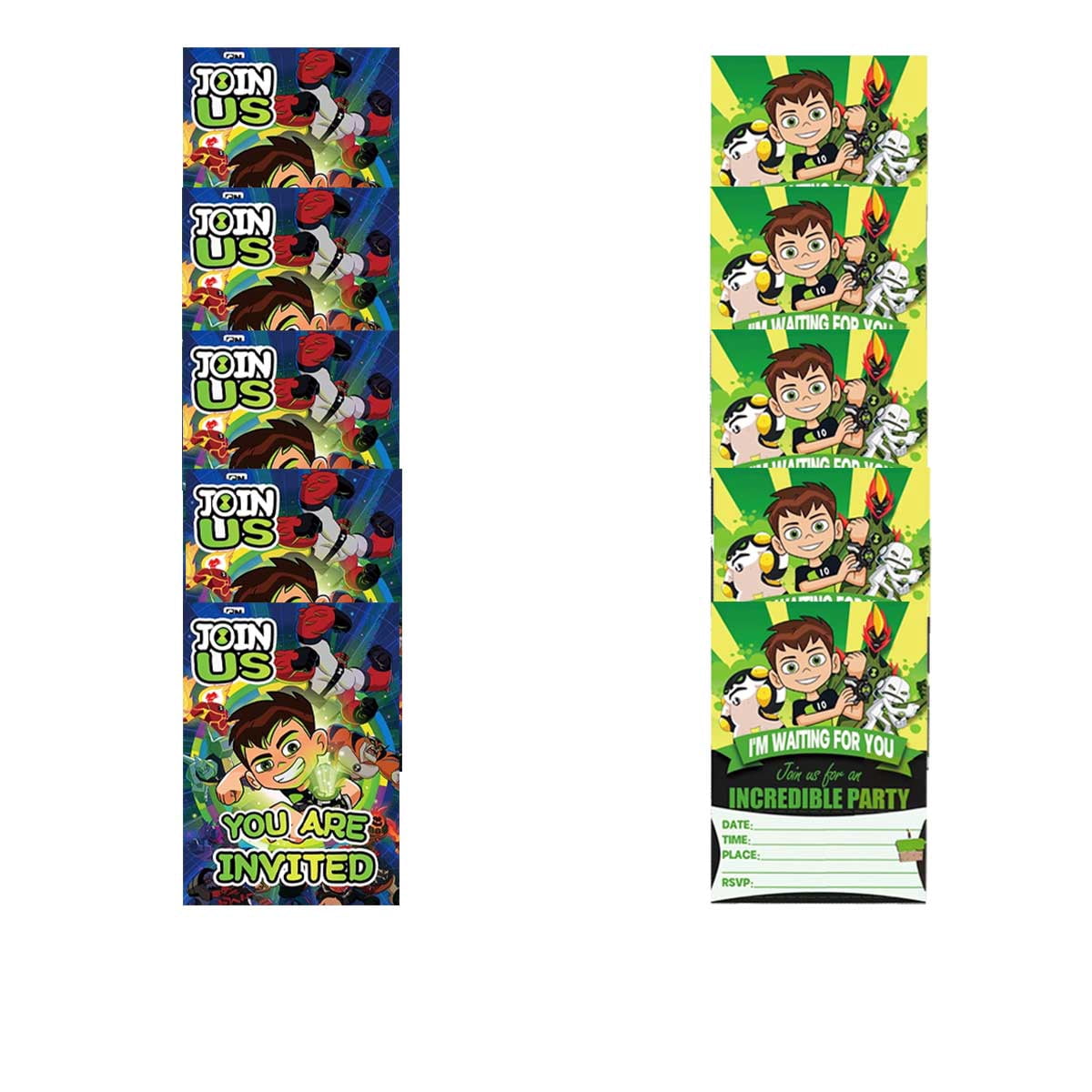 Ben 10 Invite Invitations Cards Stock Bulk Birthday Fill-in Party ...
