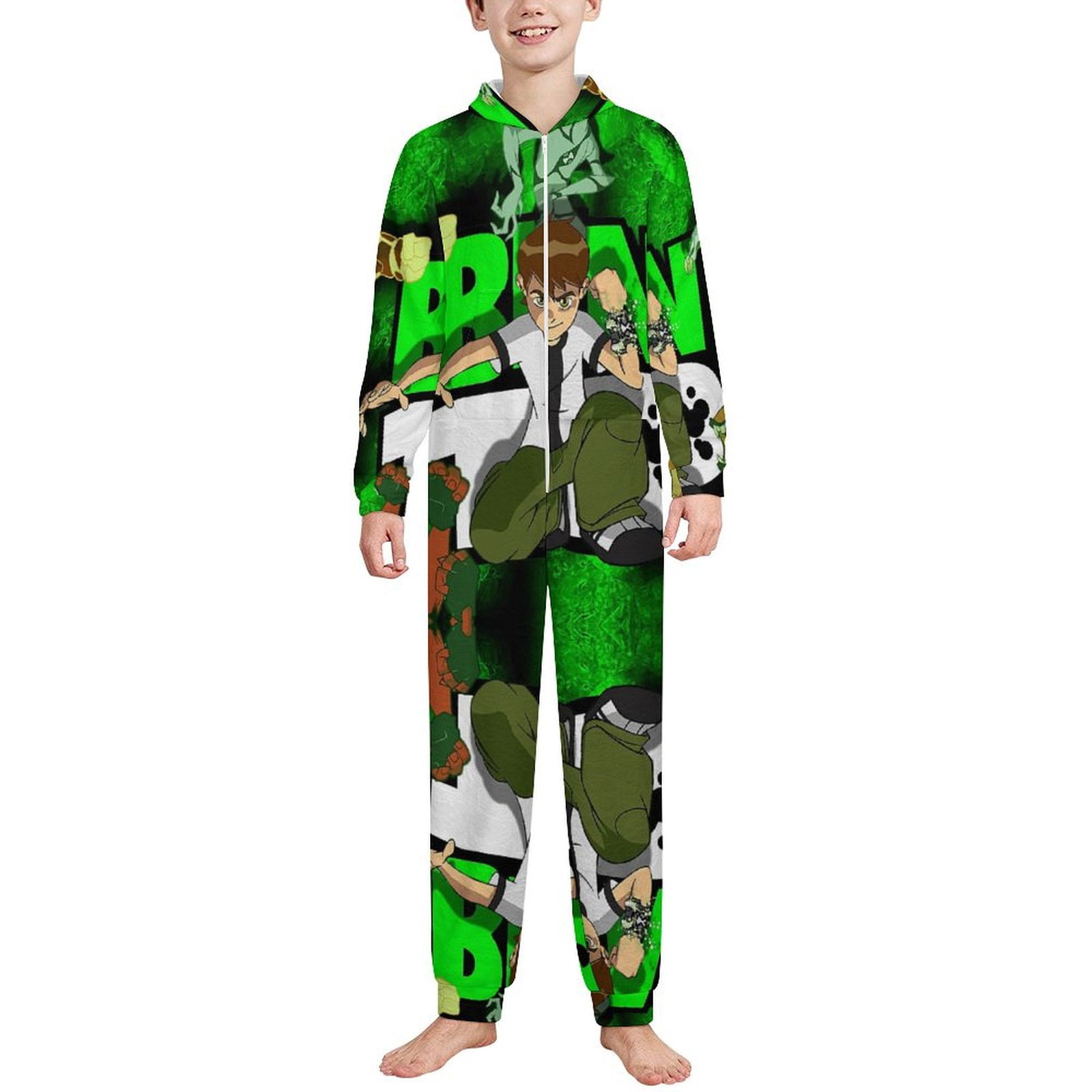 Ben 10 Jumpsuit Home Pajamas for Girls Boys Flannel One Piece Winter ...