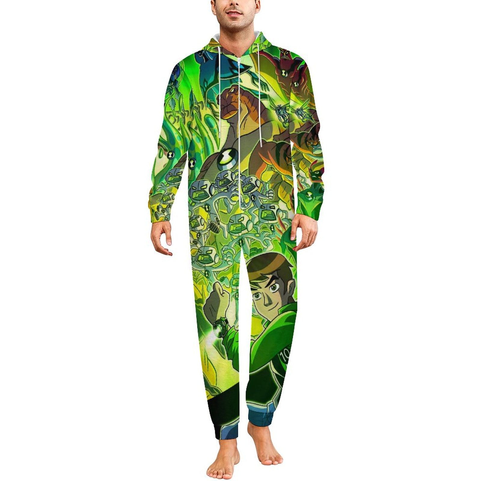 Ben 10 Jumpsuit for Men Women Hooded Flannel Onesie Rompers Soft Cozy ...