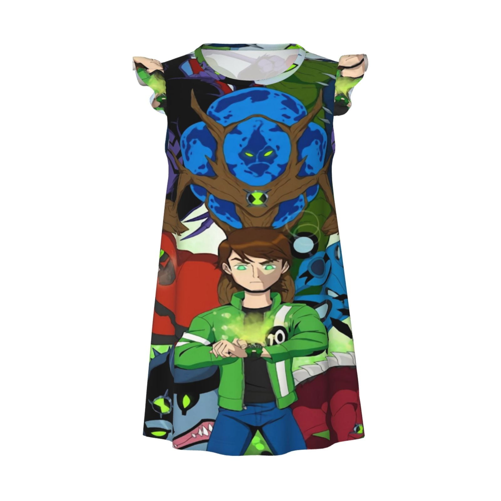 Ben 10 Little Girls Nightgowns Soft Flutter Sleeve Night Dress Pajamas ...
