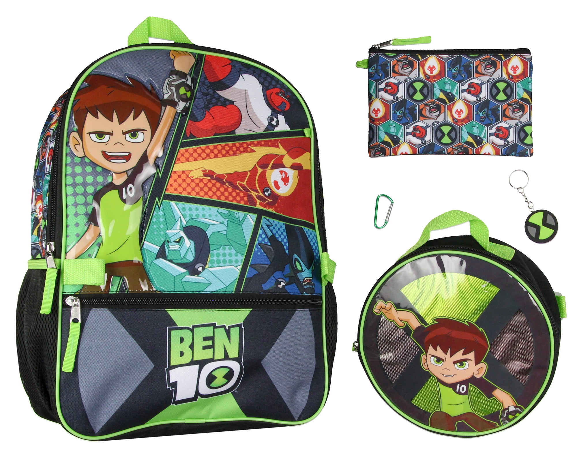 Ben 10 Omnitrix Aliens 5pc School Travel 16" Backpack Set Lunch Box ...