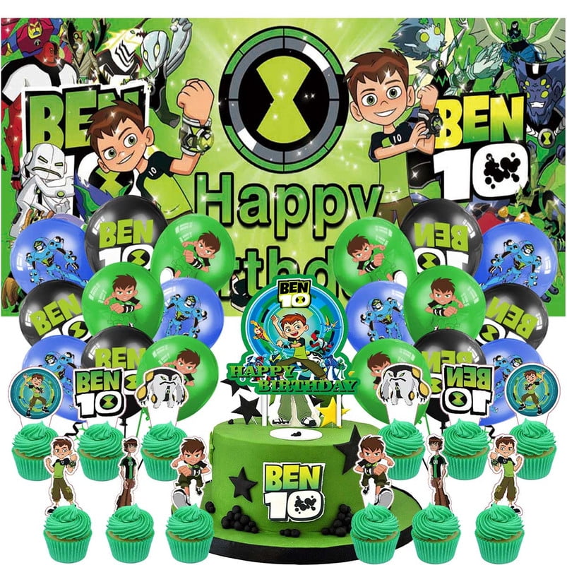 Ben 10 Party Supplies Decor Birthday Cake Topper Banner Backdrop ...