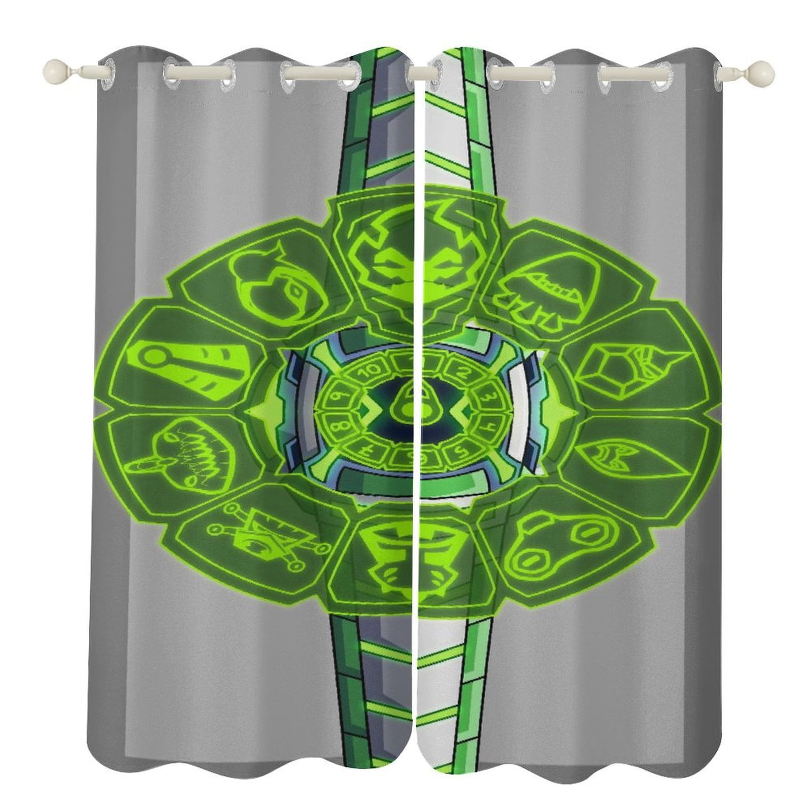 Ben 10 Printed Perforated Curtains Retro Style Room Darkening Window ...