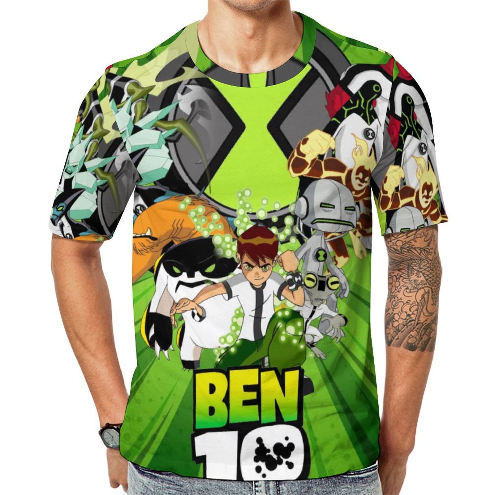 Ben 10 T-Shirt Full Print Short Sleeve Crew Neck Casual Novelty Graphic ...