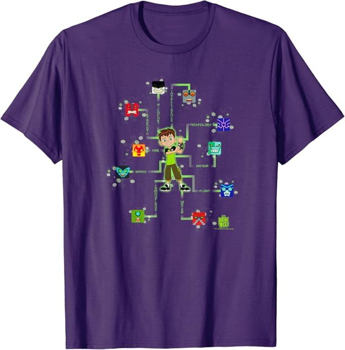 Ben 10 Ten Blocks T-Shirt, Purple Color, Size L - Walmart Business Supplies
