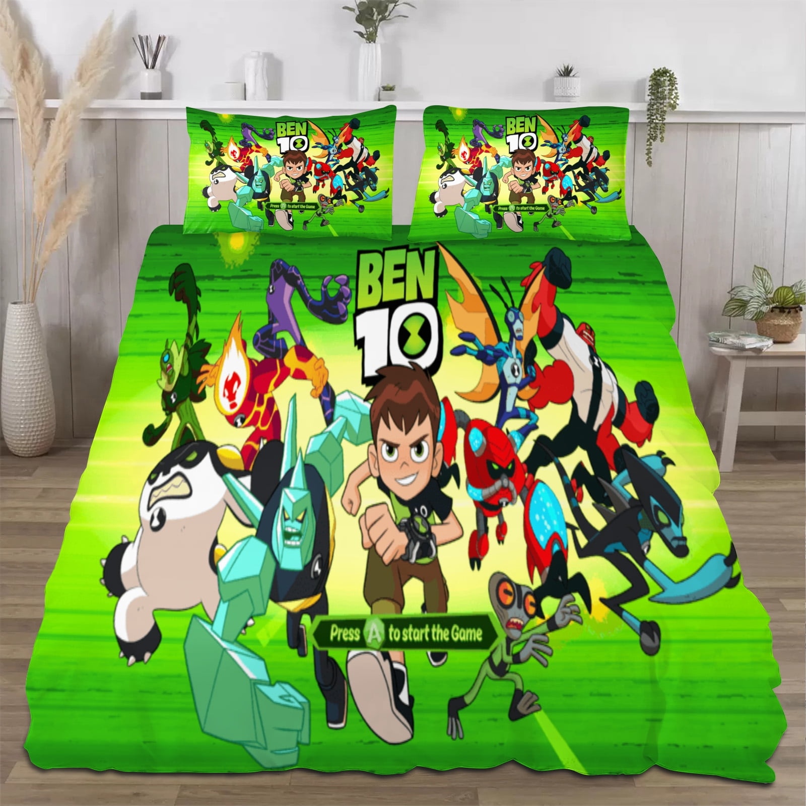 Ben 10 Three Piece Bedding Set Cute Kids Adults Bedding Sets Anime 3D ...