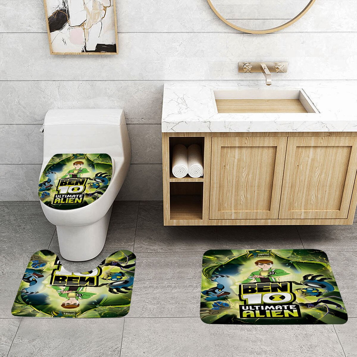 Ben 10 Ultimate Alien floor mat and toilet set is durable, machine ...
